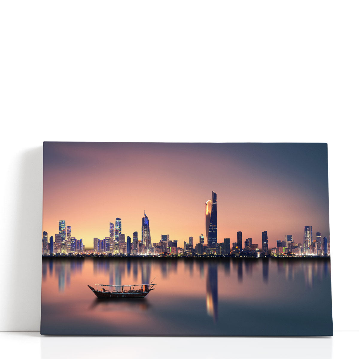 Kuwait City Skyline During Sunset | Urban Art | Giclee Print – Framed Flair
