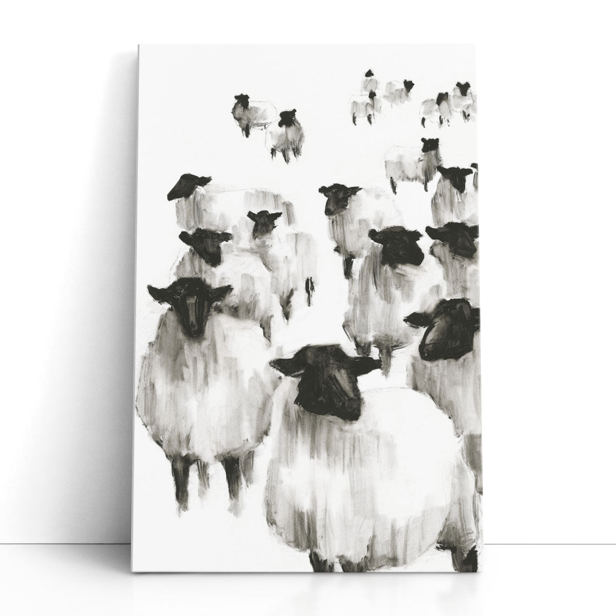 Counting Sheep I Canvas Print by Ethan Harper | Pastoral Art – Framed Flair