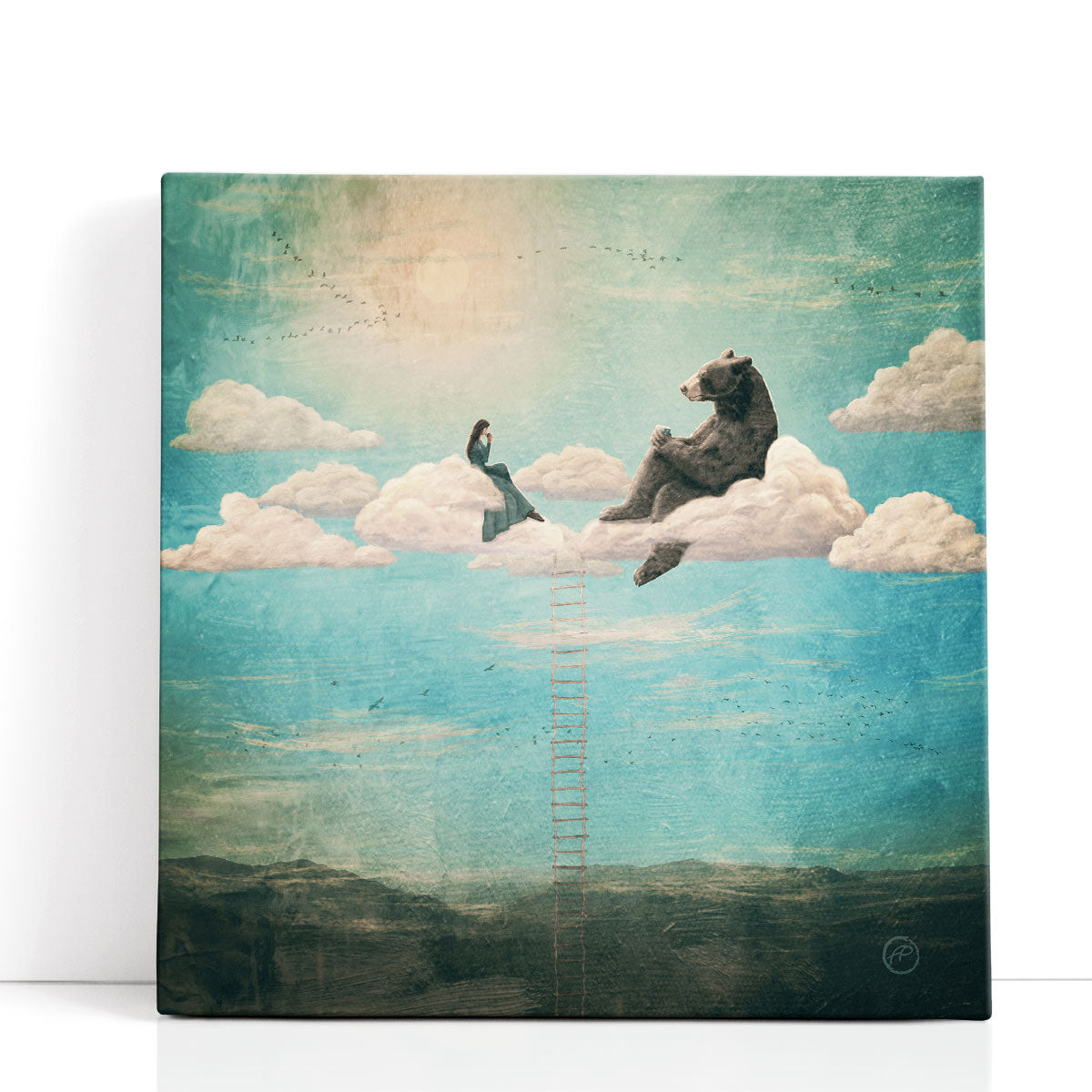 Tea Time With Ala The Bear | Surreal Canvas Wall Art | Paula Belle ...