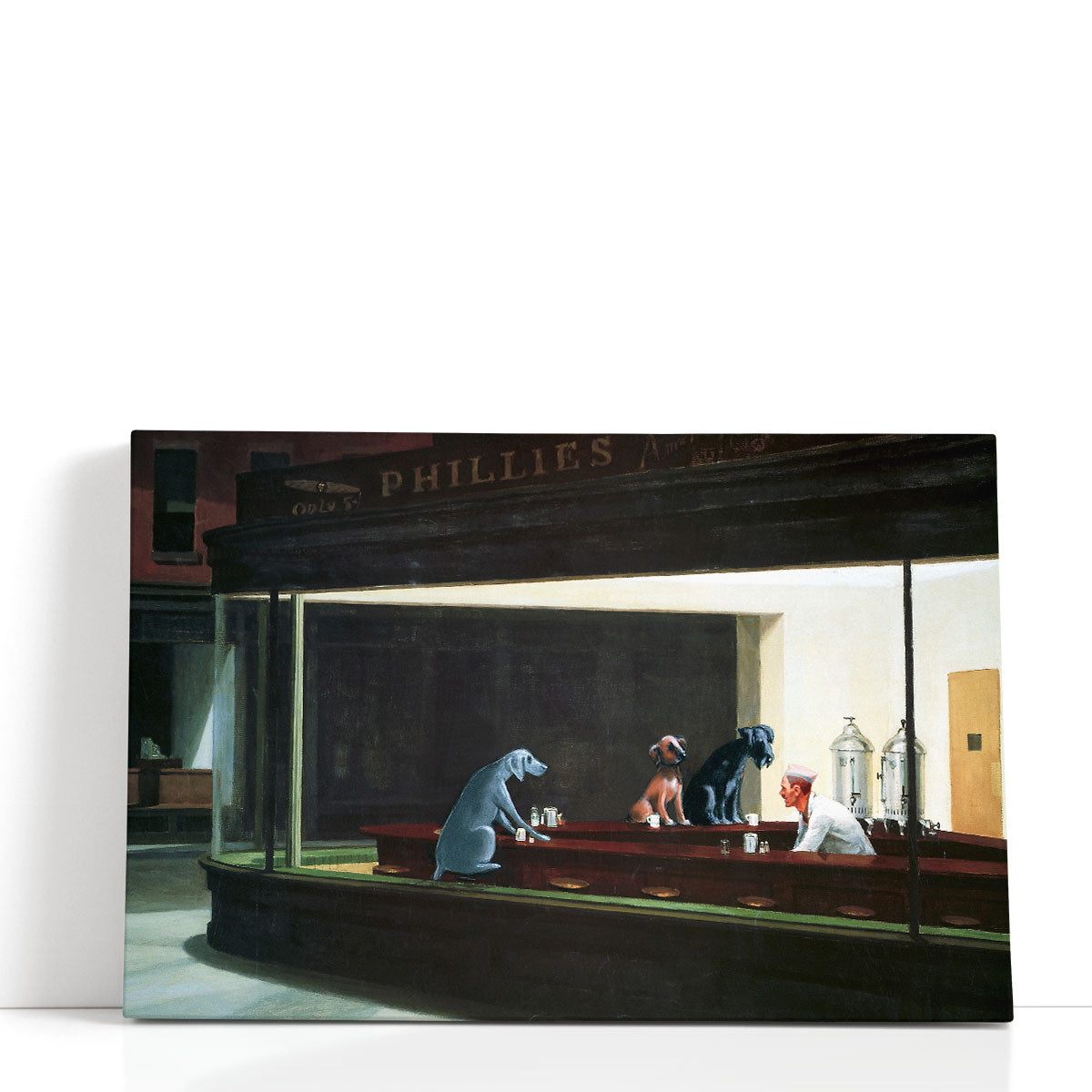 Edward Hopper Nighthawks Print | Classic Funny Dog Canvas Art – Framed ...