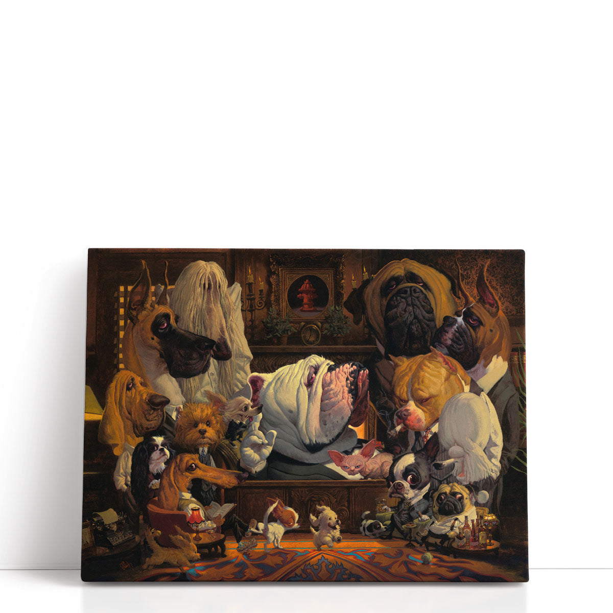 DogFather Canvas Art Print | Dogs in Room | Thomas Fluharty – Framed Flair